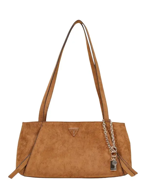 Guess Large Tote Bag With Double Handles And Chain Detail - Brown