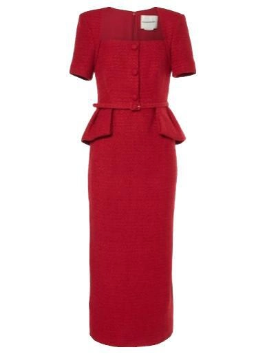 Roland Mouret Boucle Midi Dress - Red