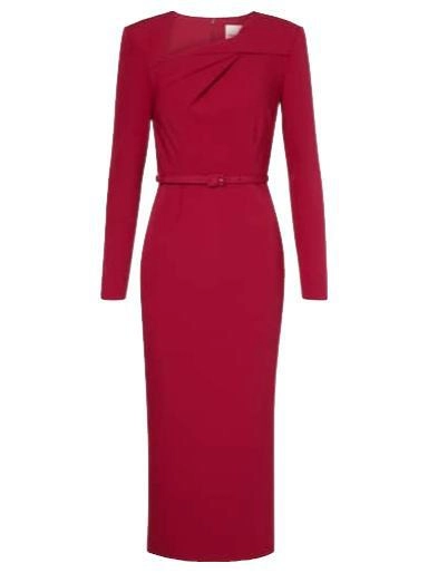 Roland Mouret Belted Crêpe Midi Dress - Red