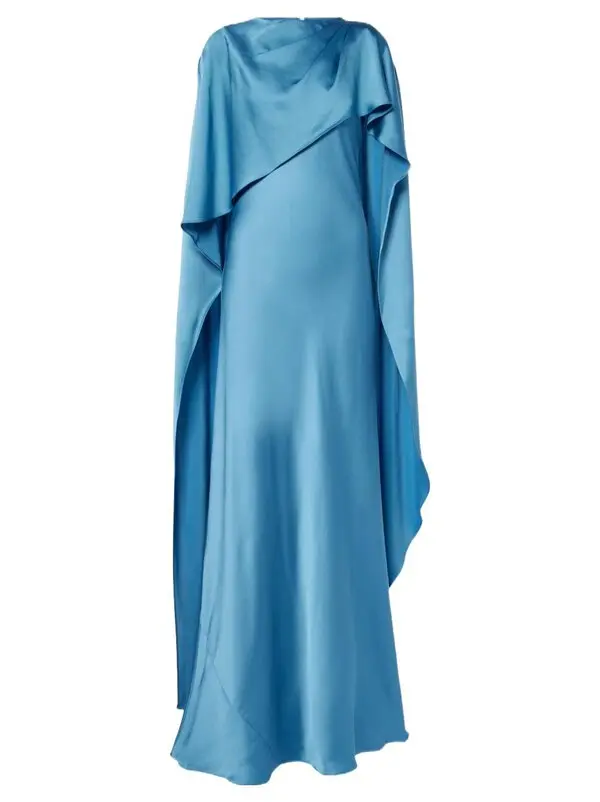 Simkhai Izel Caped Satin Gown - Blue