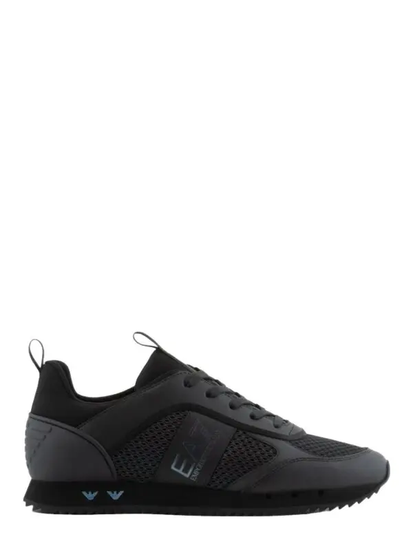 EA7 Logo Print Panelled Design Sneakers - Black