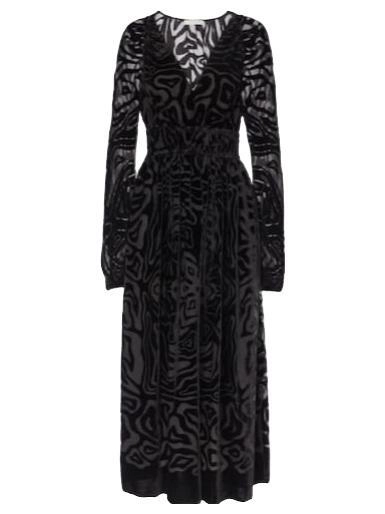 Ulla Johnson Elora Velvet And Mesh Midi Dress - Black
