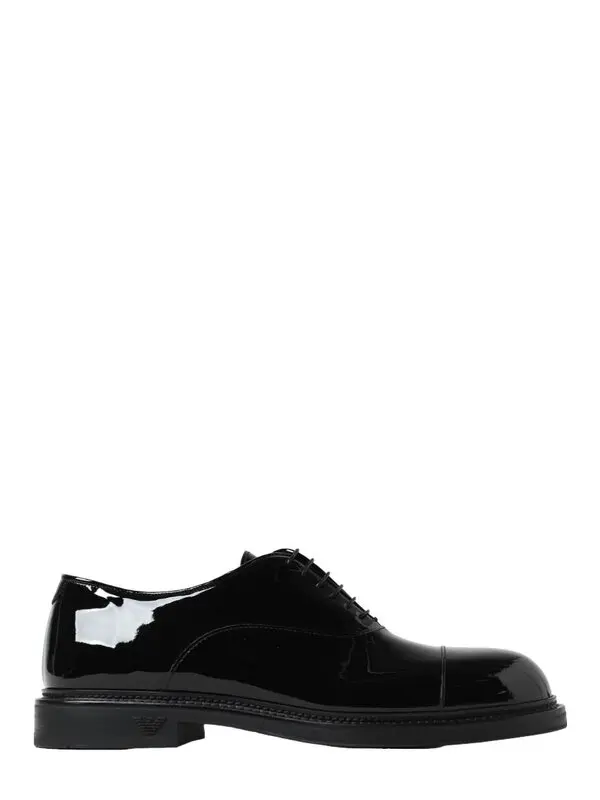 Emporio Armani Patent Leather Lace-up Oxford Shoes - Black