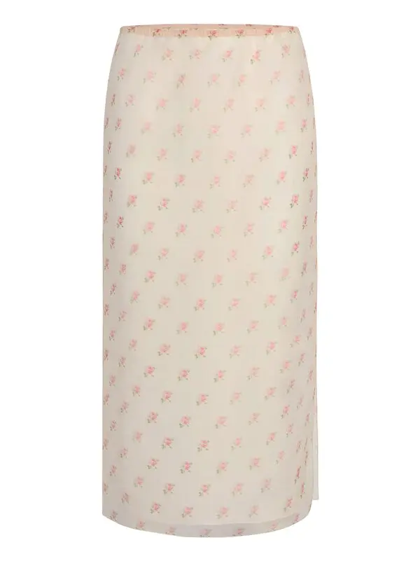 Khaite Syndi Printed Midi Skirt - Nude
