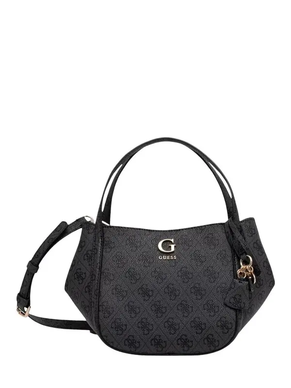 Guess Monogrammed Shoulder Bag With Double Handles - Black