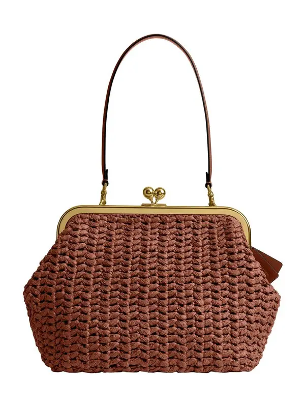 COACH Large Kisslock Frame Bag - Brown
