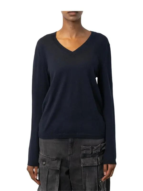 Avant Toi V-neck Long-sleeve Sweater With Ribbed Details - Black