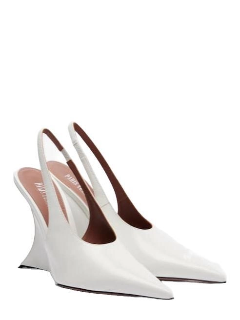 Paris Texas Nina 105 Patent Leather Slingback Pumps - White