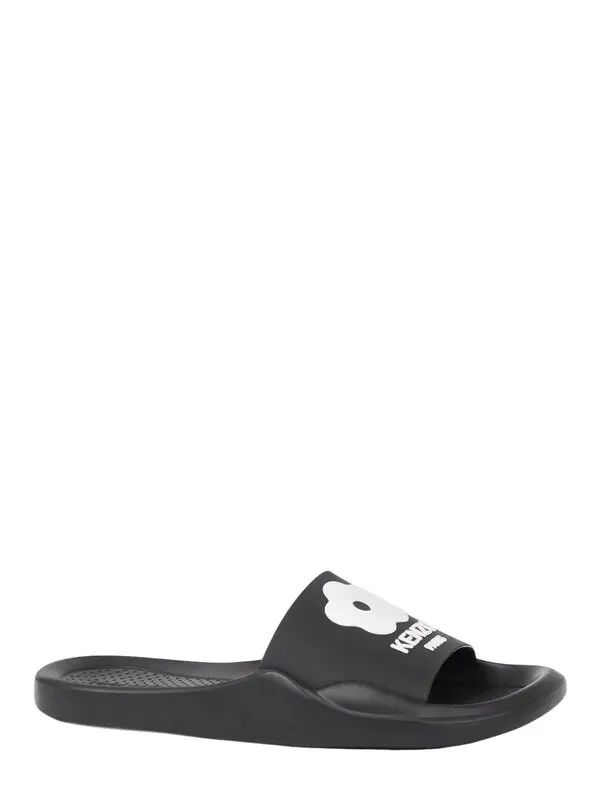 Kenzo Logo Patch Open Toe Slides - Black