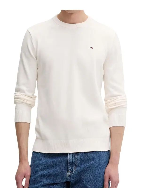 Tommy Hilfiger Crew Neck Sweatshirt With Embroidered Logo - White