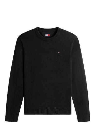 Tommy Hilfiger Crew Neck Knitwear With Ribbed Cuffs And Hem - Black