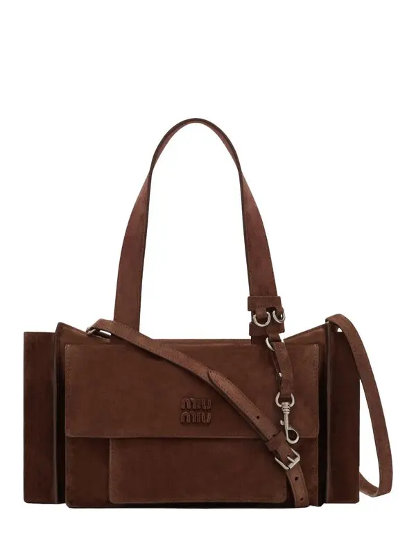 Miu Miu Multi-pocket Suede Handheld Bag - Brown