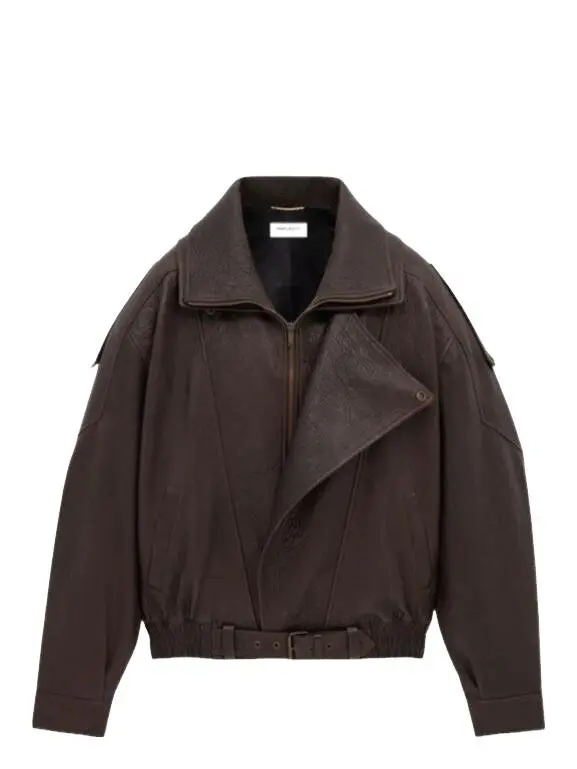 Saint Laurent Oversized Zip-up Bomber Jacket - Tan