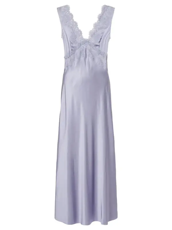 Rixo Lysandra Lace-trimmed Satin Maxi Dress - Gray