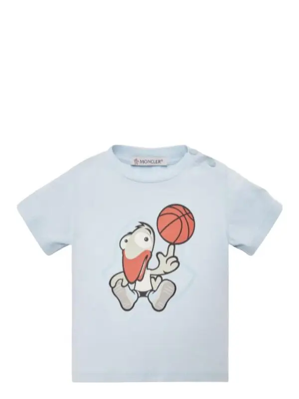Moncler Short Sleeve T-shirt With Basketball Motif - Light Blue