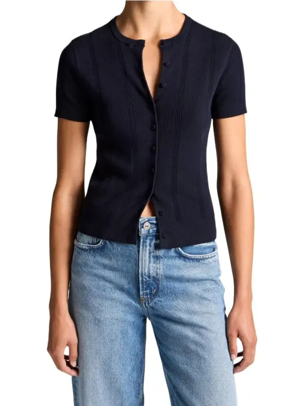 Vince Short Sleeve Knitted Cardigan - Black