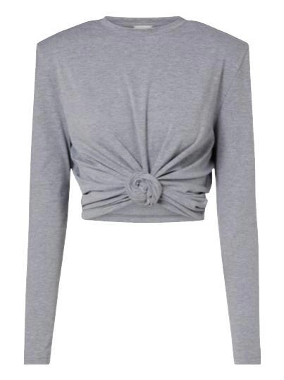 Magda Butrym Cropped T-shirt With Knot Detailing - Gray