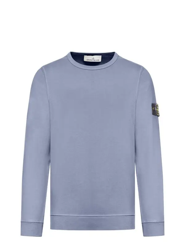 Stone Island Crewneck Sweatshirt With Compass Patch - Medium Blue