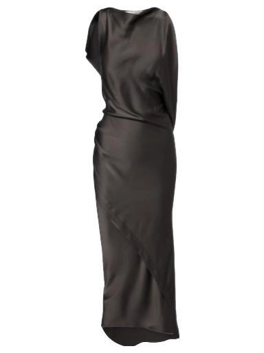 Victoria Beckham Kyra Draped Crepe Satin Midi Dress - Black