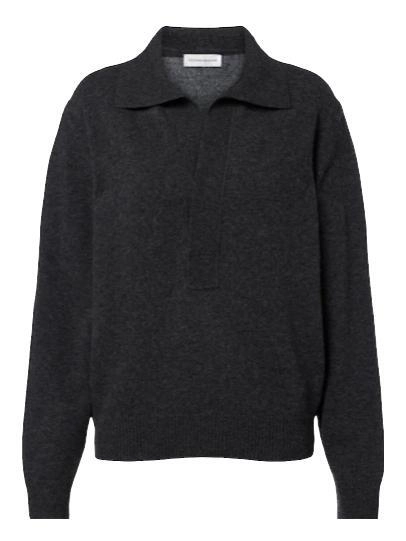 Victoria Beckham Long-sleeved V-neck Polo Shirt - Black