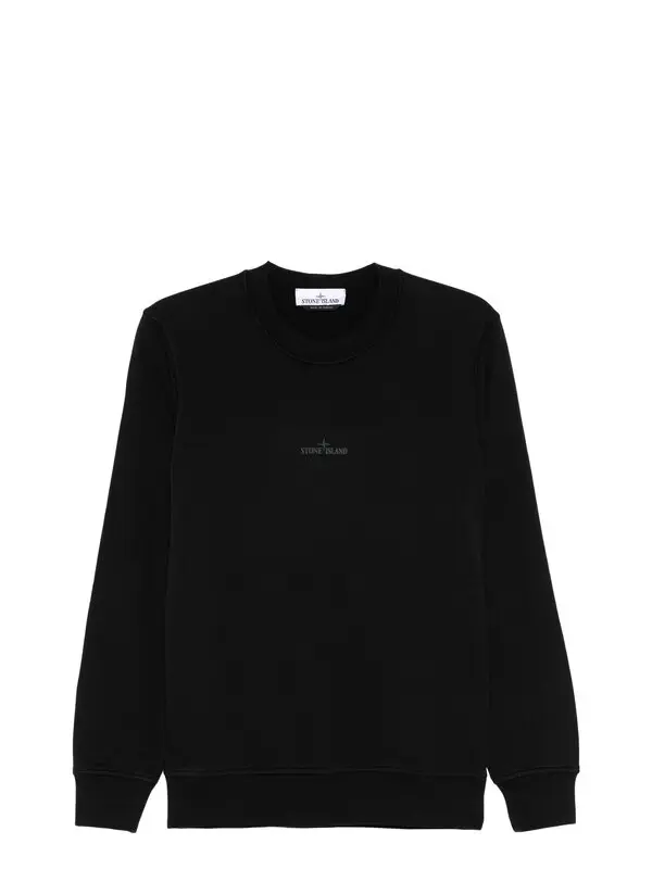 Stone Island Crewneck Sweatshirt With Logo Print - Black