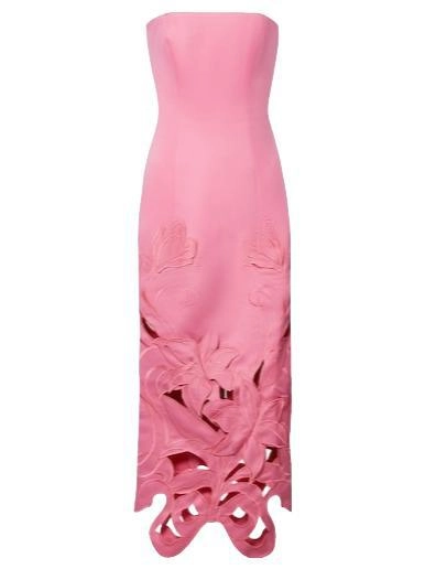 LEO Lin Rayna Floral-appliqué Bustier Gown - Pink