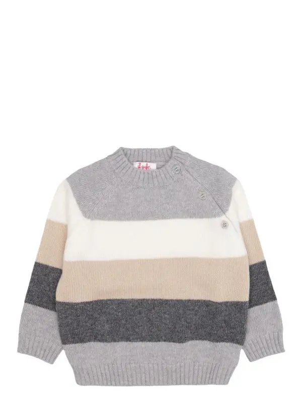 IL GUFO Round Neck Striped Sweater - Gray