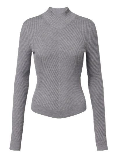 Victoria Beckham High-necked Knit Sweater - Gray