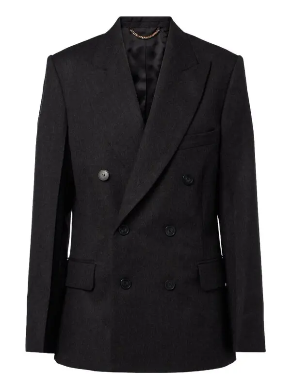 Victoria Beckham Double-breasted Virgin Wool Blazer - Black