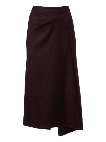 Victoria Beckham Draped Virgin Wool Midi Skirt - Black