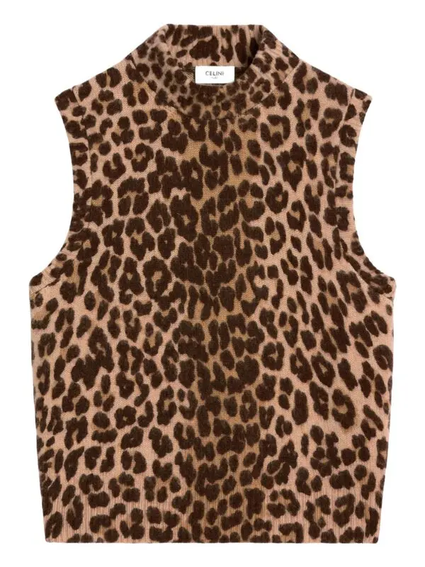Celine Cashmere Turtleneck Sweater - Leopard