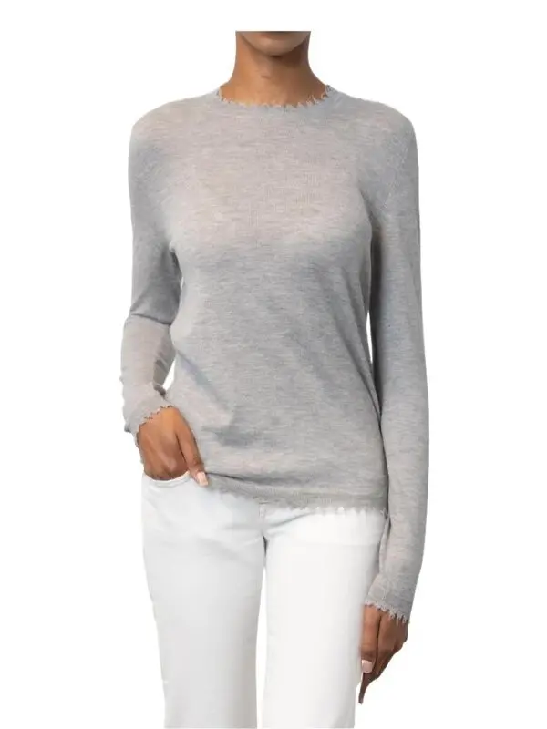 Avant Toi Long-sleeved Sweater With Round Neck And Trim Detail - Gray