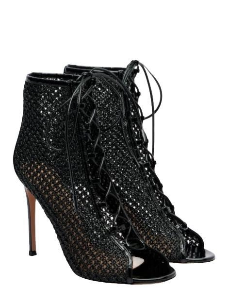 GIANVITO ROSSI Lace-up Stiletto Booties - Black