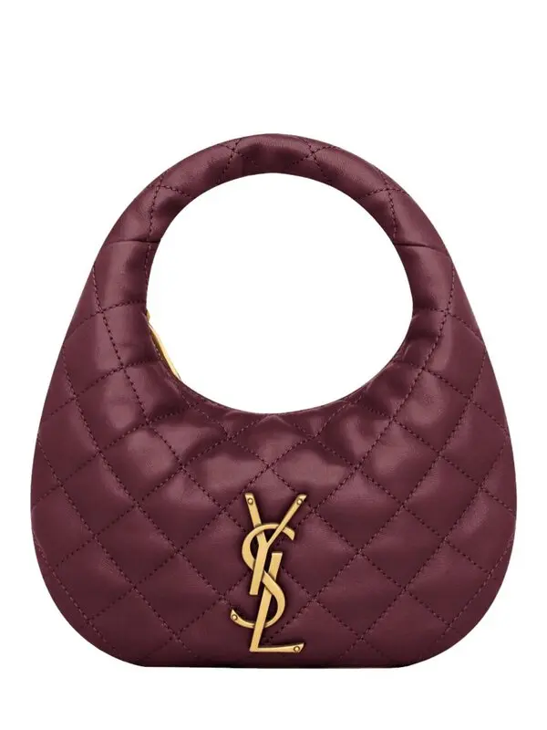 Saint Laurent Quilted Mini Bag With Cassandre Logo - Red Cabernet