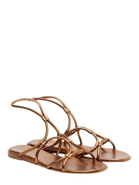 GIANVITO ROSSI Metallic Leather Sandals - Brown