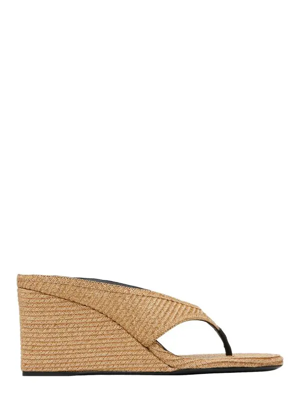 Alaïa Papyrus Weave Thong Wedge Sandals - Natural