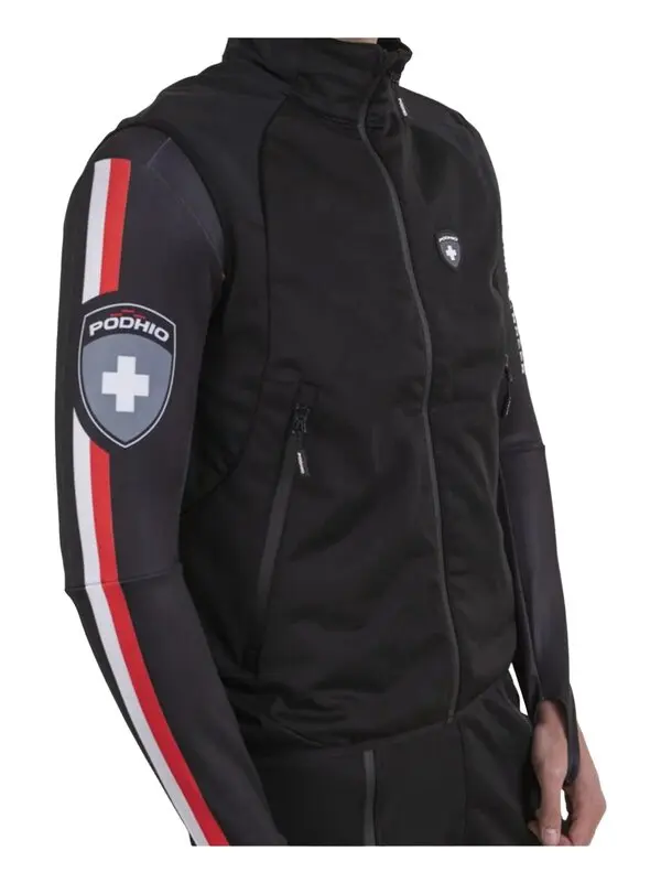 PODHIO Logo-print Zip-up Gilet - Black