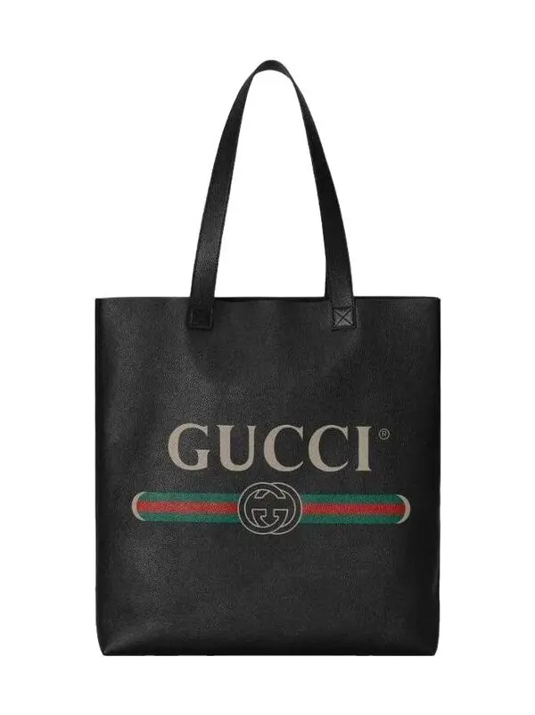 Gucci Logo-print Leather Tote Bag - Black