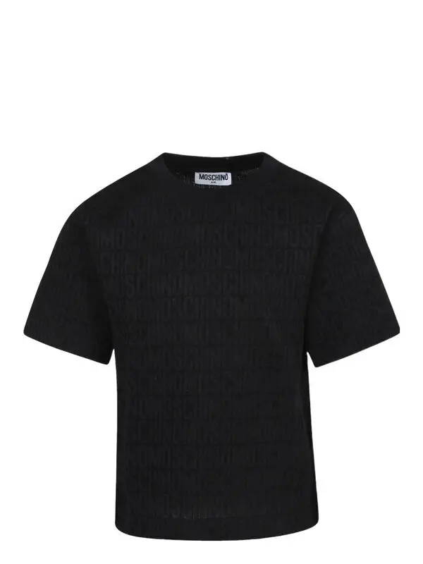 Moschino Short-sleeved T-shirt With All-over Logo - Black