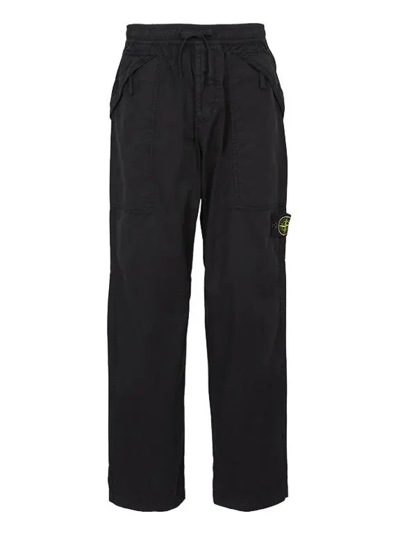 Stone Island Drawstring Straight-leg Trousers - Black