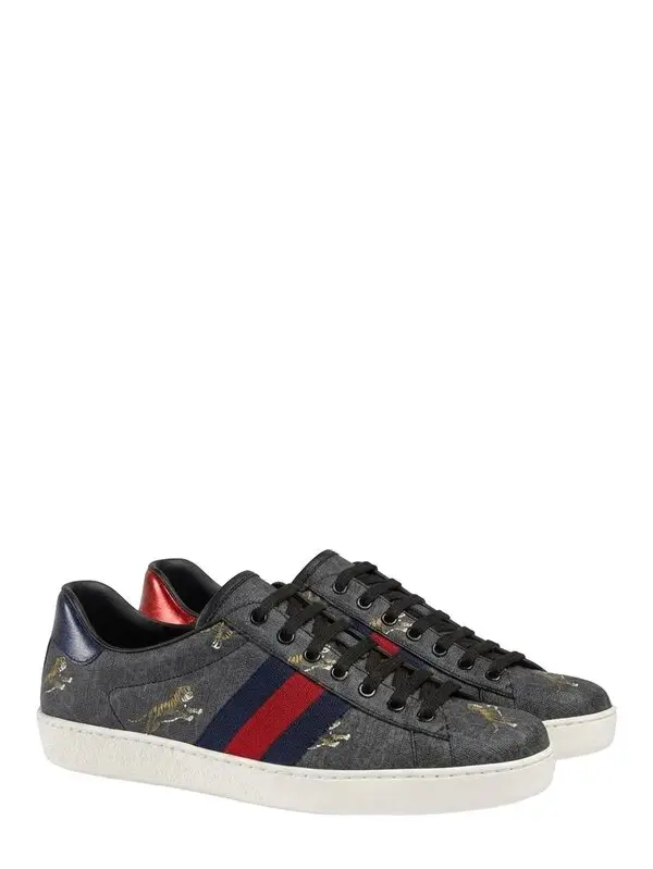 Gucci Ace Gg Supreme Tigers Sneakers - Black