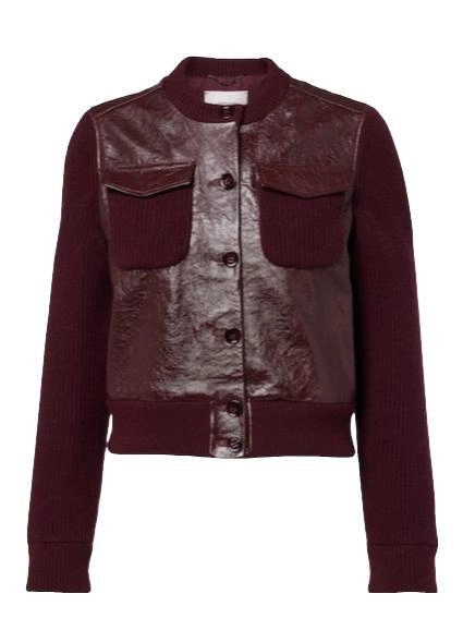 Dorothee Schumacher Cropped Leather Bomber Jacket With Ribbed Trims - Brown