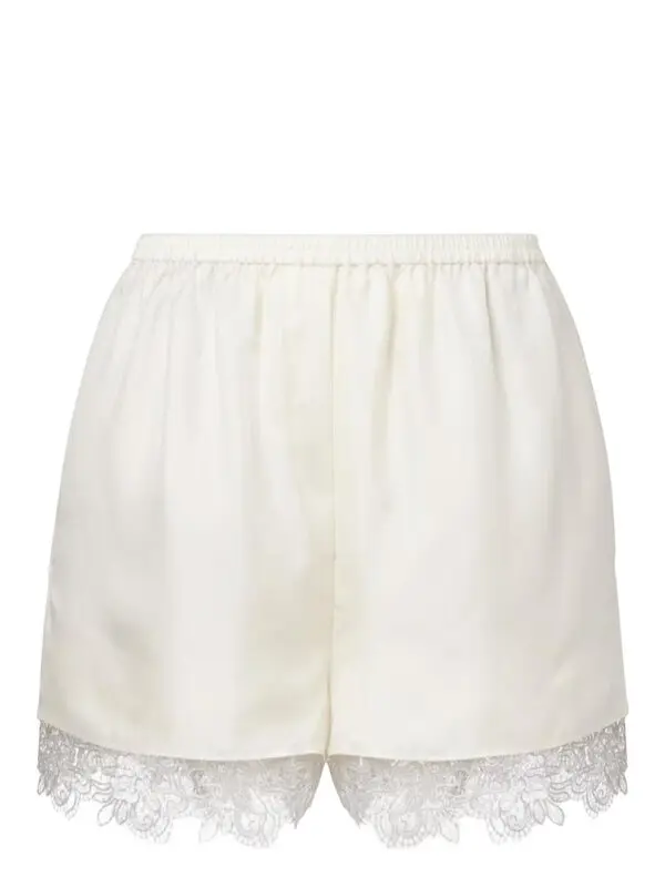 RÓHE Silk Shorts With Lace Trim - White