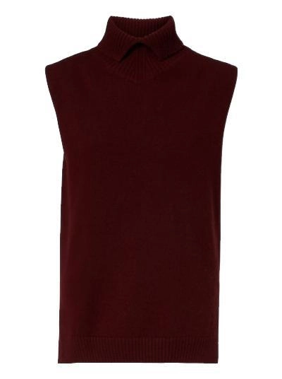 JIL SANDER Wool Turtleneck Sweater Vest - Brown