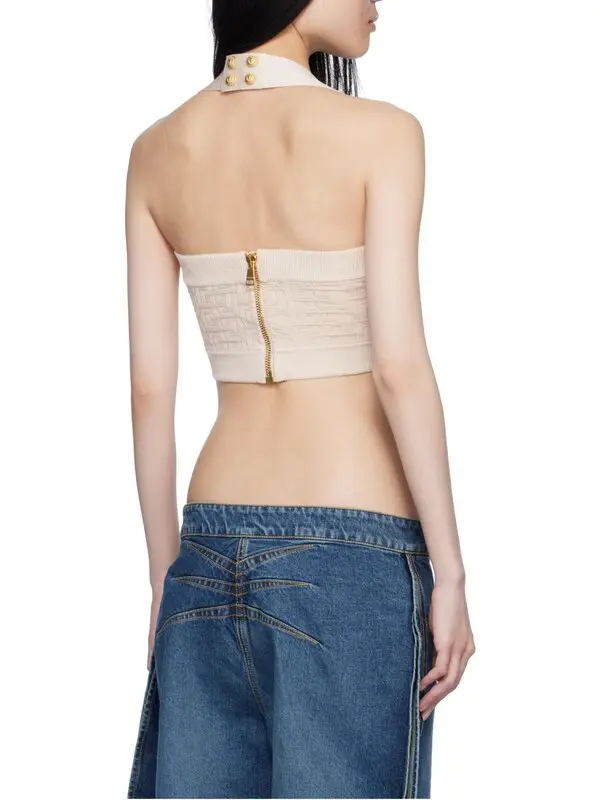 Balmain Labyrinth-pattern Top - Beige