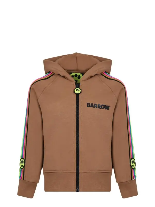 BARROW Logo-print Zip-up Hoodie - Brown