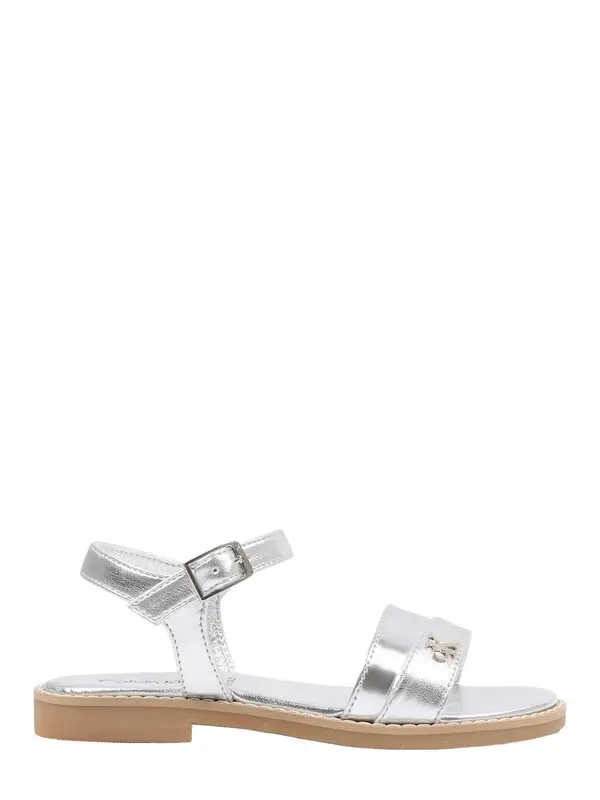 Calvin Klein Round Toe Sandals With Ankle Strap - White