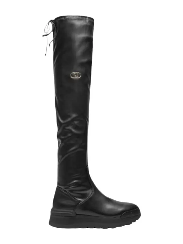 Liu Jo Over The Knee Logo Detail Boots - Black