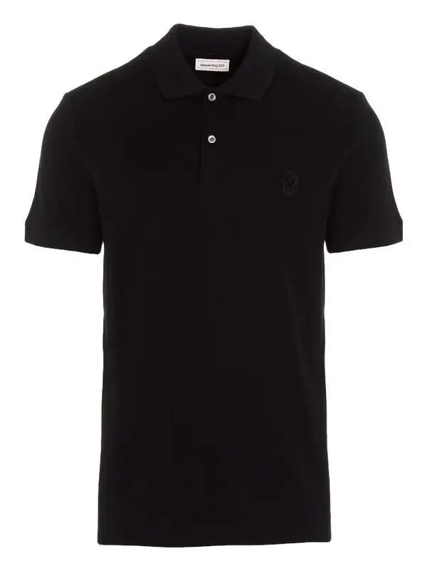 Alexander McQueen Skull Patch Polo Shirt - Black