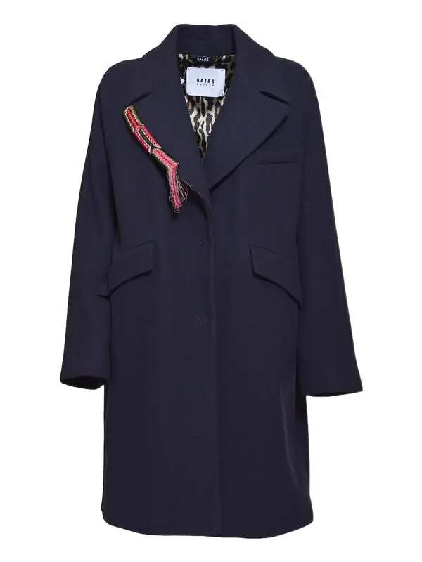 BAZAR DELUXE Single-breasted Coat With Embroidered Detail - Blue